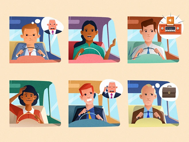 Commuters - infographic assets cartoon graphic work job briefcase ...
