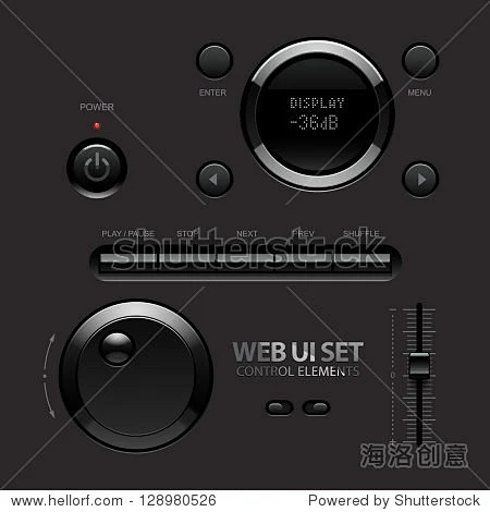 Dark Shiny Web UI Elements. Buttons, Switches, bars, power buttons ...