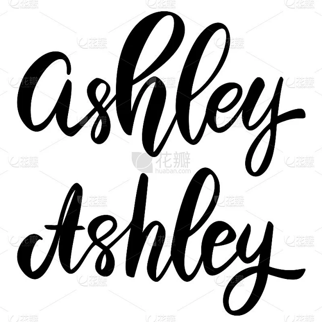 Ashley. Lettering phrase on white background. Desi素材-花瓣网