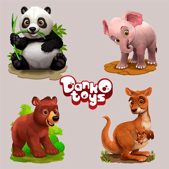 2D animals art cards cartoon cute game toys-花瓣网