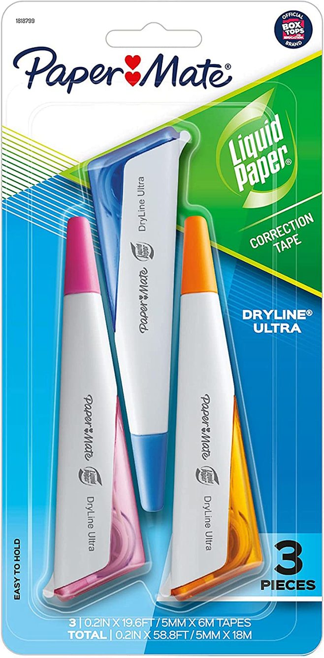 Amazon.com: Paper Mate 1818799 Cinta de corrección DryLine de papel ...