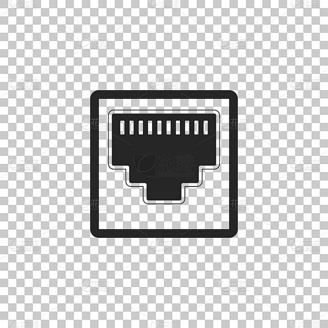 网络端口-电缆插座图标隔离在透明背景上。局域网端口图标。以太网简单的图标。本地区域连接器图标。平面设