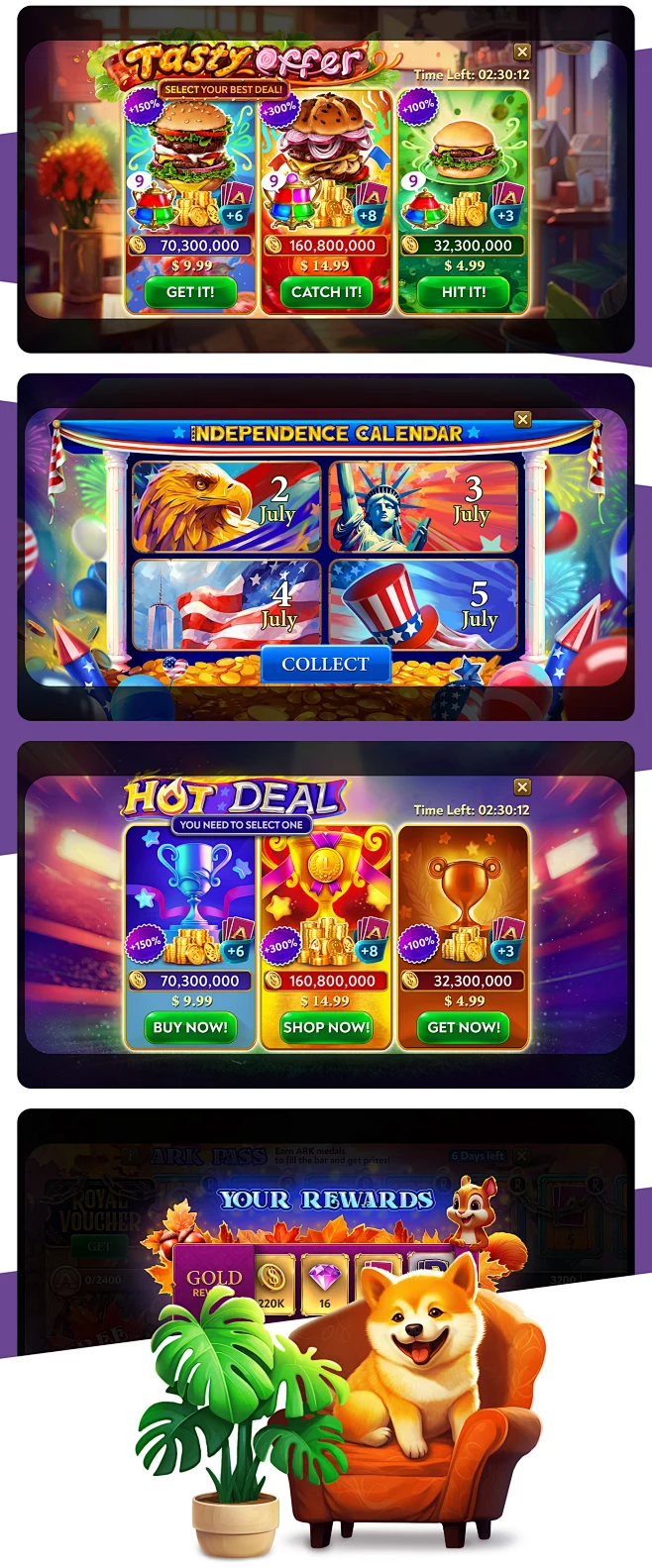 game UI user interface Game Art 2D 3D ILLUSTRATION design logo Slots-花瓣网