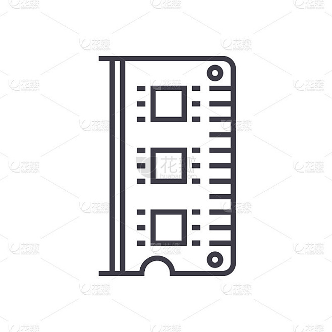 内存，内存向量线图标，标志，背景插图，可编辑的笔画
