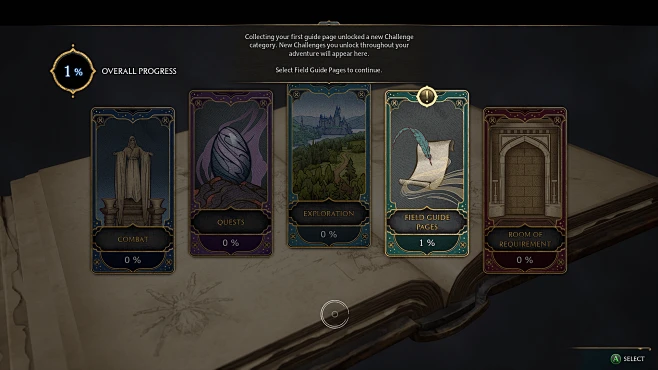 Progress screenshot of Hogwards Legacy video game interface.-花瓣网