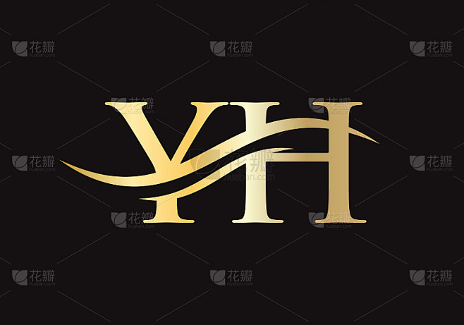 创意YH字母，奢华概念。现代YH标志设计的企业和公司身份