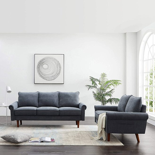 Amazon.com: Dolonm 2 Piece Sofa Sets Mid Century Modern Upholstered ...