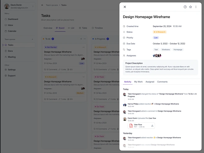 Task Management Saas Web App - Detail Task Activity by Keitoto on ...