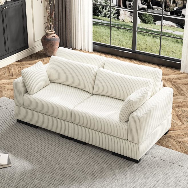 USROCAS 70&34 Modular Sectional Sofa,Corduroy Sofa Couch with 4 Pillows ...