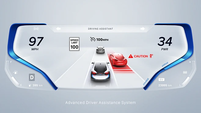 White GUI car cluster dashboard concept design hmi design UI ux-花瓣网
