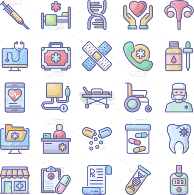 药,公寓,计算机图标,健康保健,专业人员,心电图,男人,检查表,打包