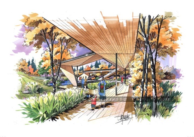 【大苏有“画”说】湿地景观栈道手绘表达