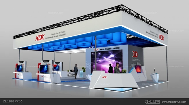 KDX通信展台展览展示设计3d模型-花瓣网