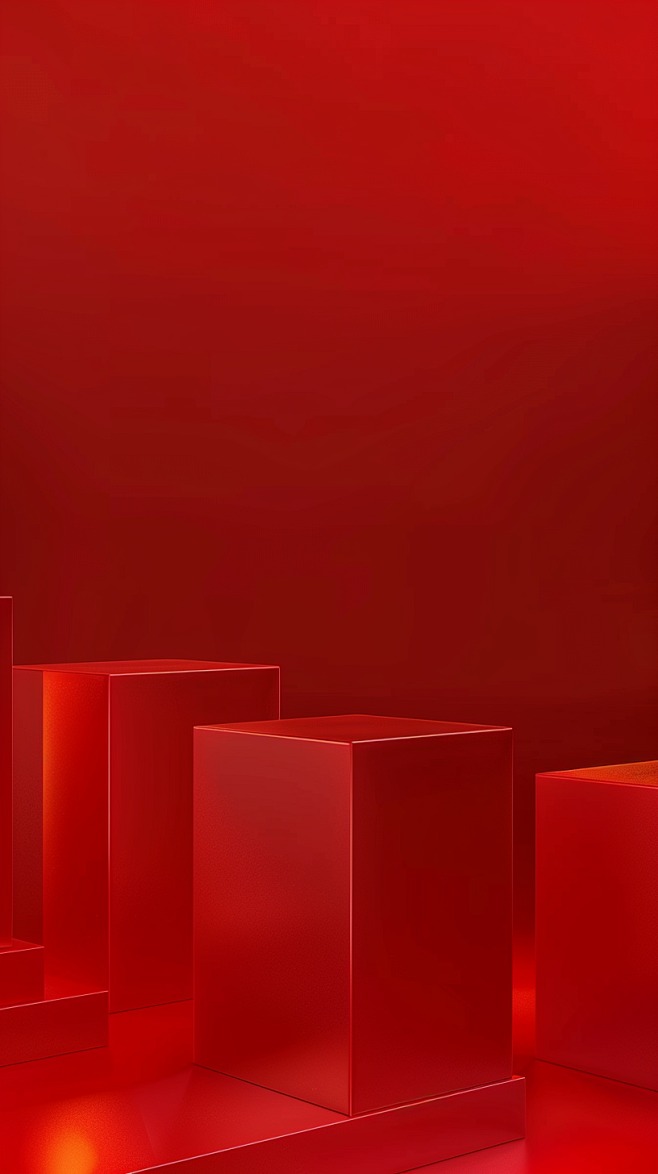 ls7623_Red_background_three_cube_podiums_New_Year_atmosphere_mi ...