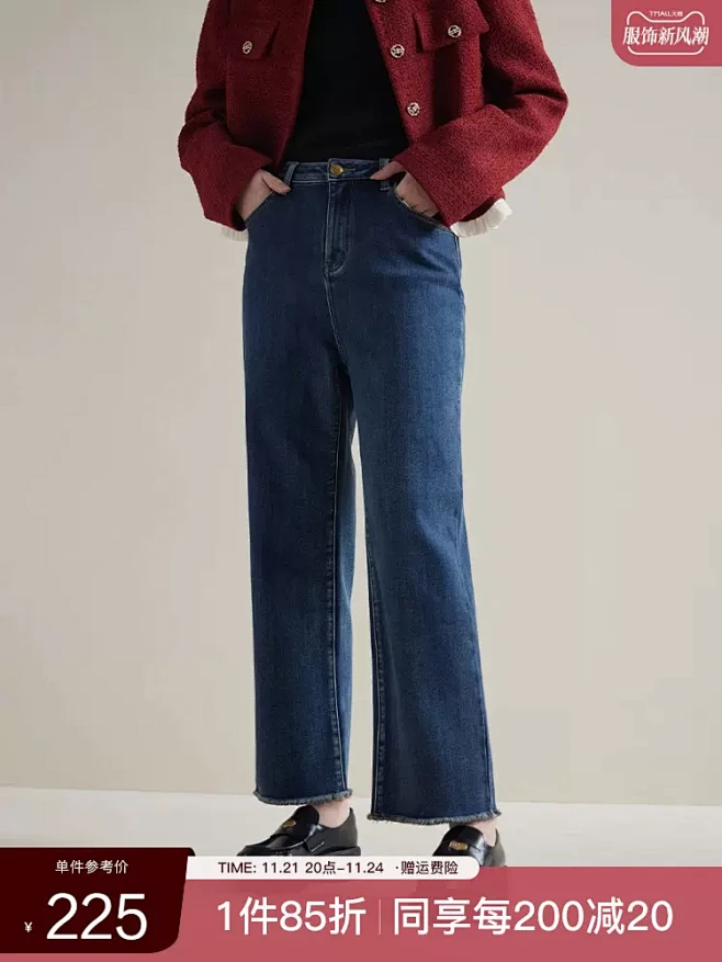 独束大码女装休闲百搭直筒抓绒牛仔裤冬装新品微胖MM高腰显瘦长裤-tmall.com天猫-花瓣网