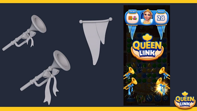 Queen Link Match 3 Game - 3D Game Assets (1)-花瓣网