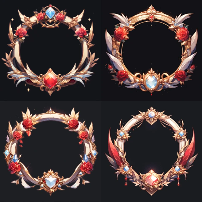 hulei181717__Round_game_avatar_frame_made_of_golden_metal_and_r ...