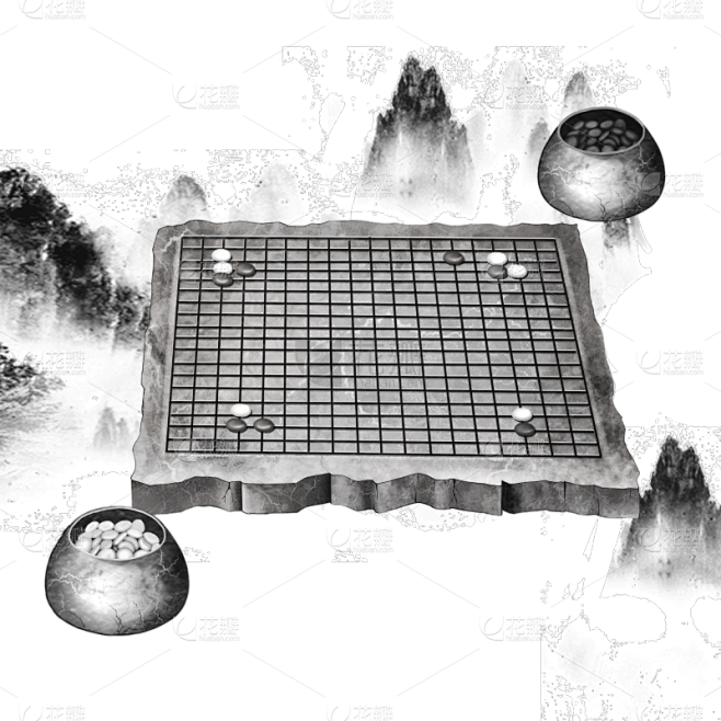 水墨风-棋盘元素贴纸-棋盘