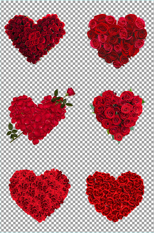红色七夕爱心玫瑰花素材