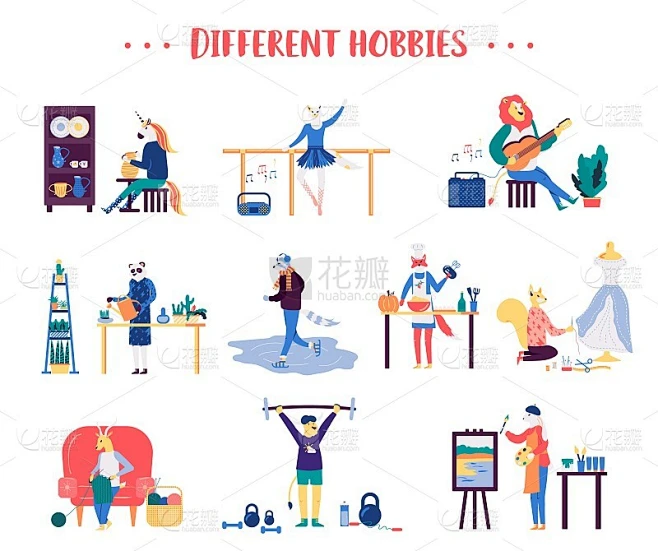 Big set of male and female different hobbies, past图片_其他图片图片素材-花瓣网