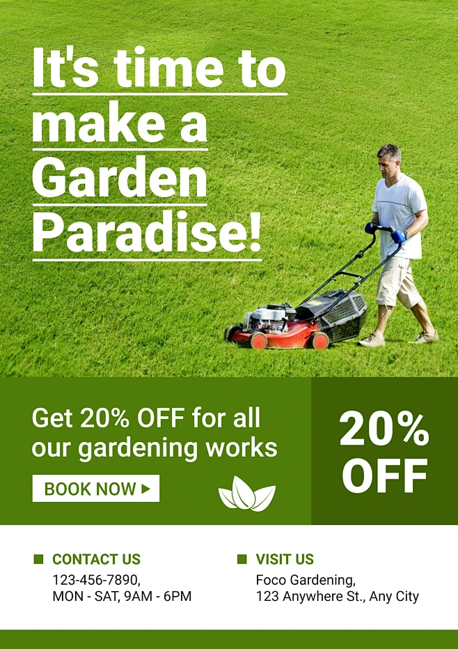 Gardening and Lawn Services Promo Advertising Poster素材-花瓣网