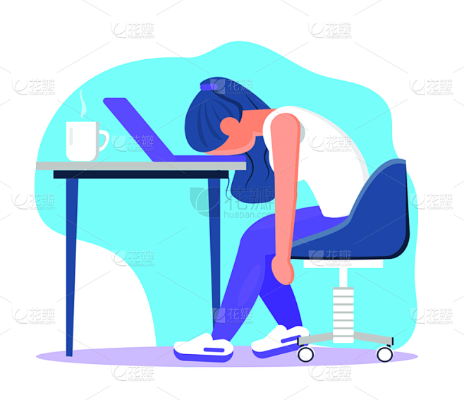 办公室,疲劳的,概念,矢量,青年女人,生活方式,专业人员,压力,挫败,坐