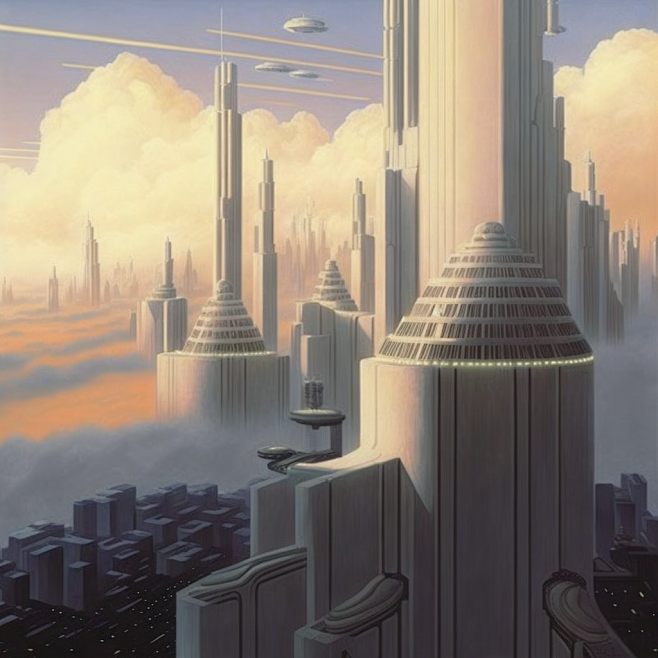 cloud city, art deco architecture, sci fi concept art, ralph mcquarrie, empire strikes back ...