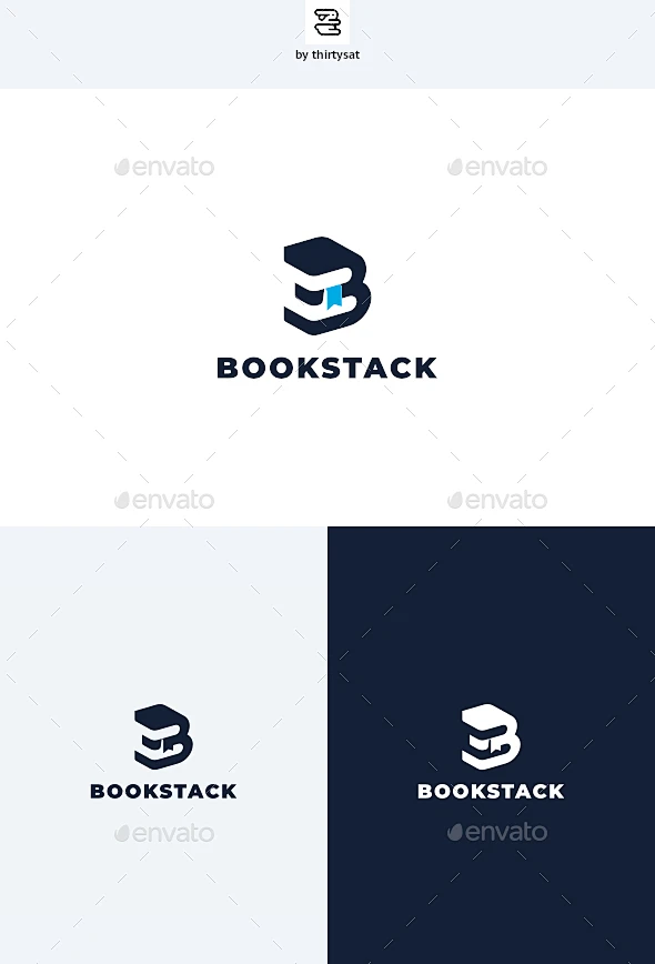书库的标志——字母标志模板Book Stack Logo - Letters Logo Templates书、预订、清洁、大学、计算机、概念 ...