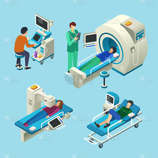 MRI扫描仪矢量图等距医学检查