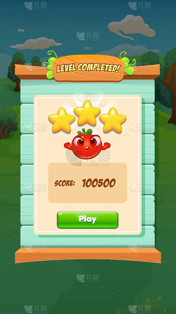 农场水果水平完成屏幕-移动游戏资产