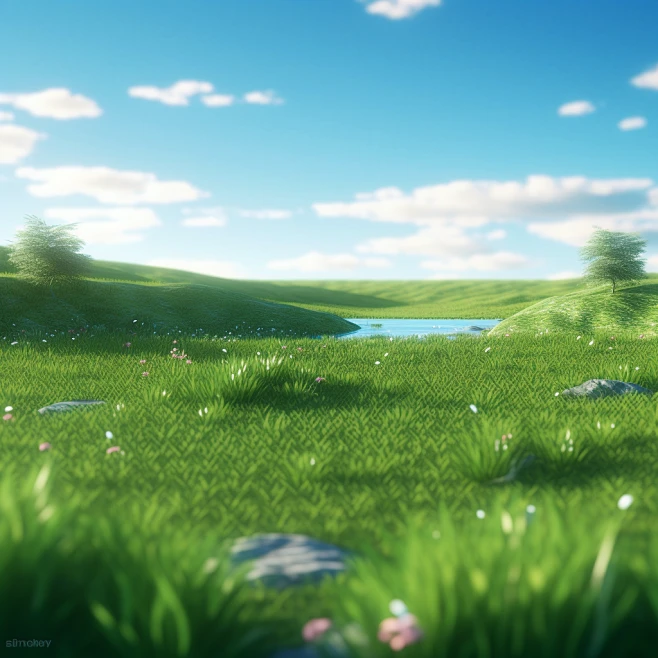 Green field, simple and clean background, C4D Octane rendering 8k, ar 3 ...