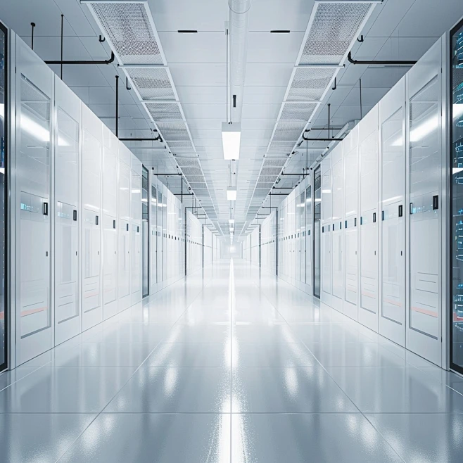 White Data center buildings, large scenery, bright, realistic photos ...