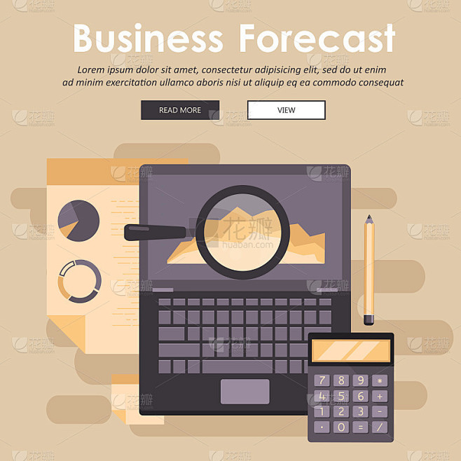 Business forecast concept. Flat vector illustratio