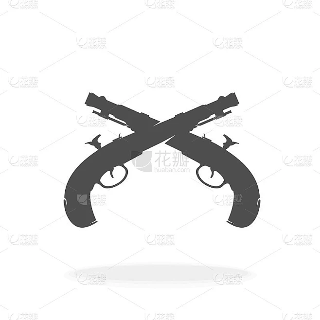 Crossed Flintlock Muskets Vector Illustration Symb素材-花瓣网