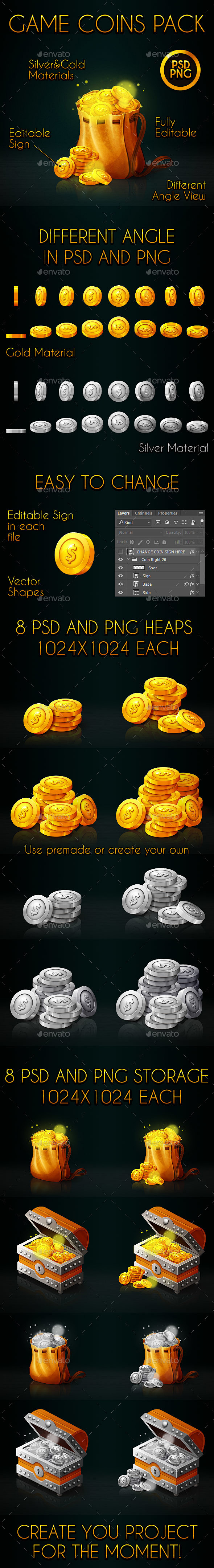 游戏硬币包——各种各样的资产Game Coins Pack - Miscellaneous Game Assets动画、应用、资产包,赌场 ...