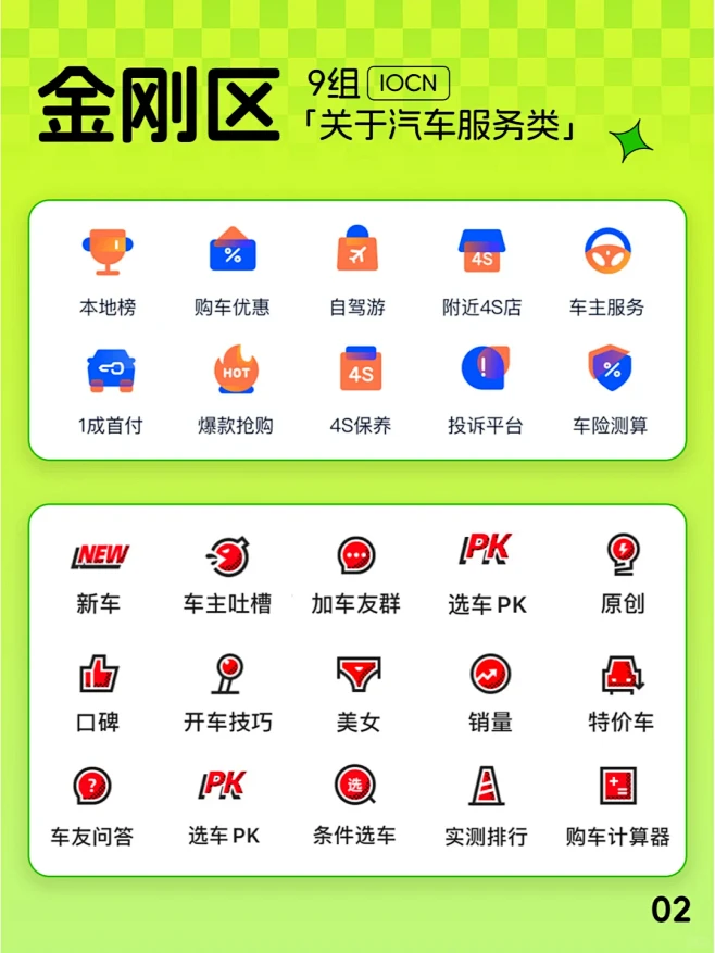 Icon｜9组汽车服务APP金刚区图标大揭秘 - 小红书-花瓣网