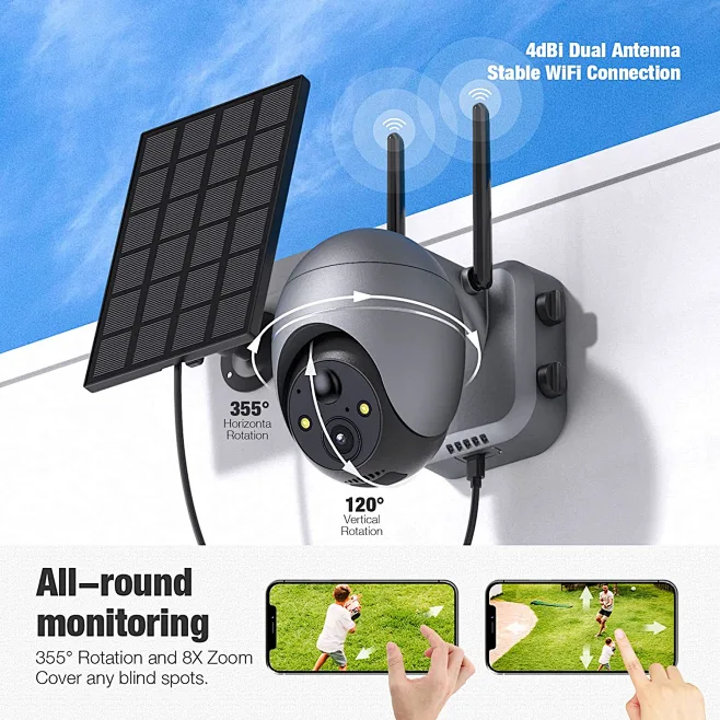 Amazon.com : Wireless Security Camera Outdoor, 2K Solar Powered WiFi ...