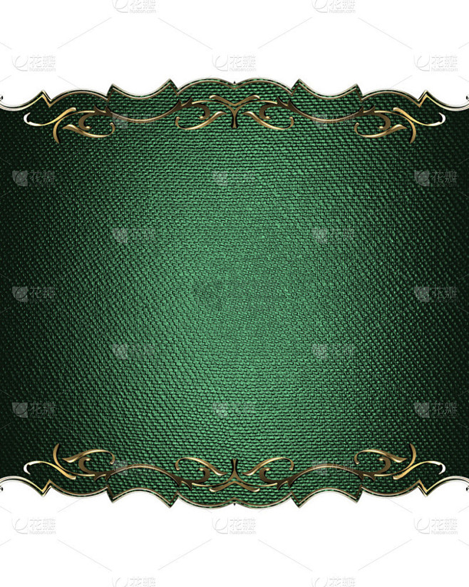 Green nameplate for text with gold border. Templat