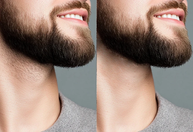 comparison of not shaved and shaved neck beard-花瓣网