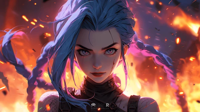 jinx lol league of legends game 英雄联盟 游戏 二次元 ai midjourney Ai Art-花瓣网