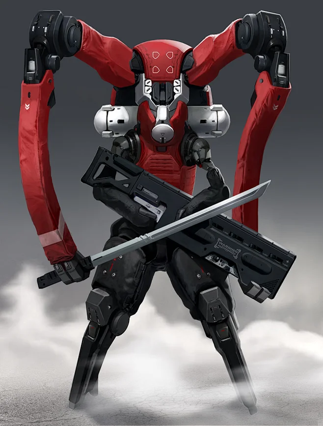 4ARM mech, Bruno Gauthier Leblanc : Mech + Sword + big gun = unoriginal ...