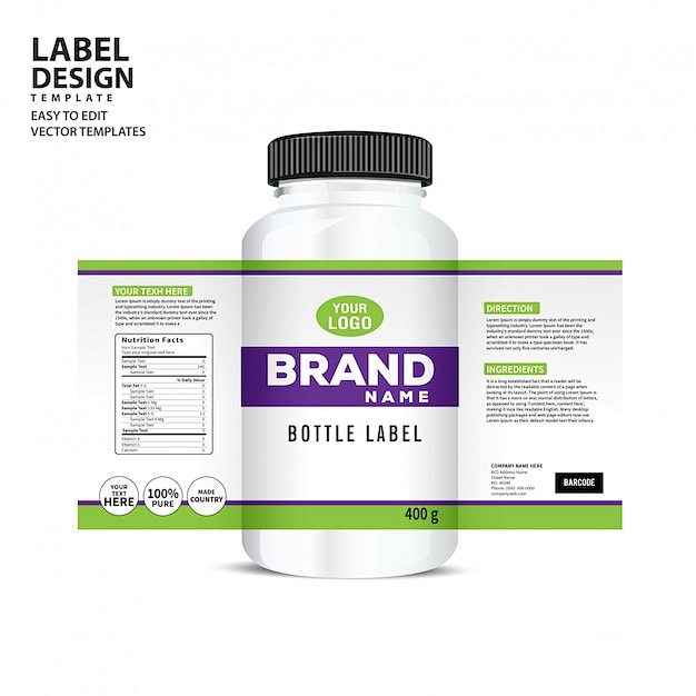 Vector bottle label