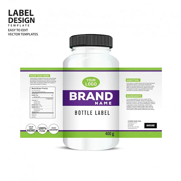 Vector bottle label-花瓣网