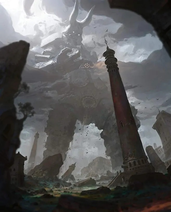 This may contain: an image of a giant tower in the sky-花瓣网