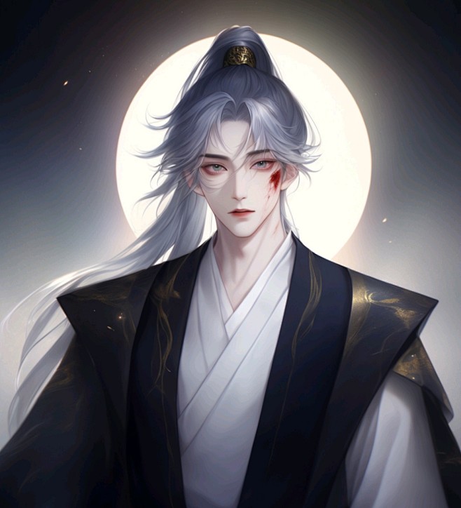 古风二次元美男子，古风头像，古风美男，战损