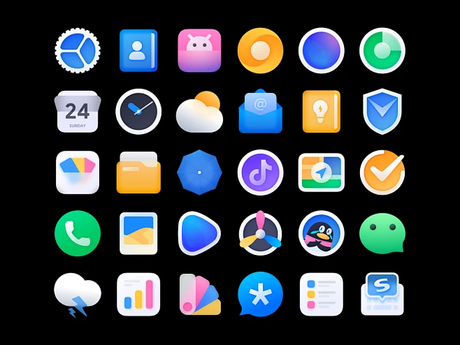 ColorOS Theme Icons android icons system ui-花瓣网