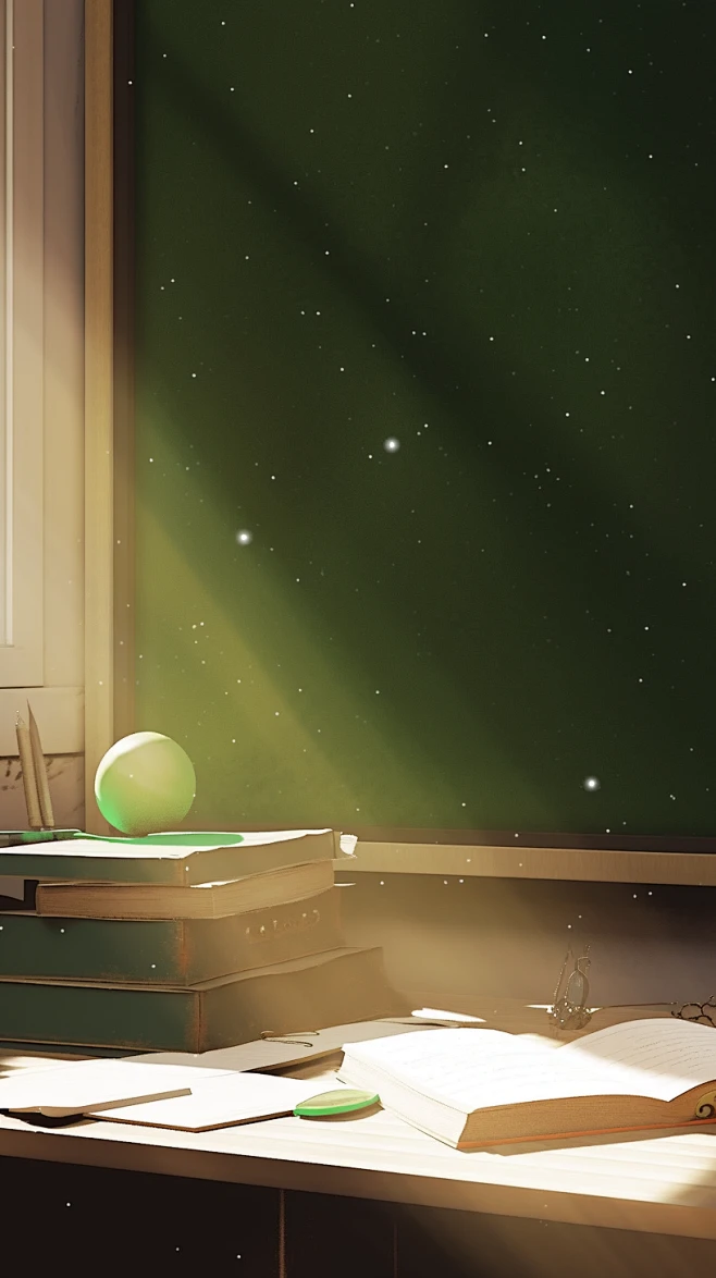an upright desktop with books, in the style of impressionist: dappled ...