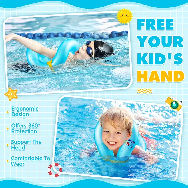 Amazon.com: Kids Swim Vest Portable Inflatable Pool Floats Toddler ...