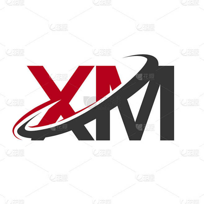 红色和黑色字母 xm 的矢量插图