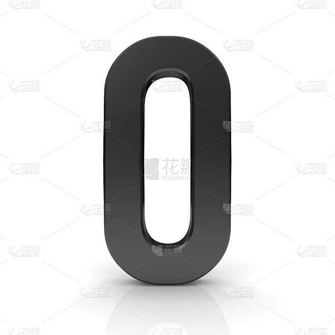 零数字0黑色3d符号孤立在白色背景上